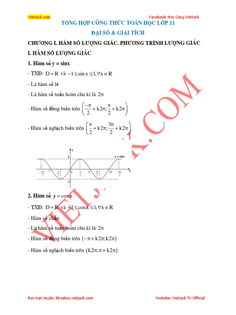 Cong Thuc Toan Lop 11 | PDF