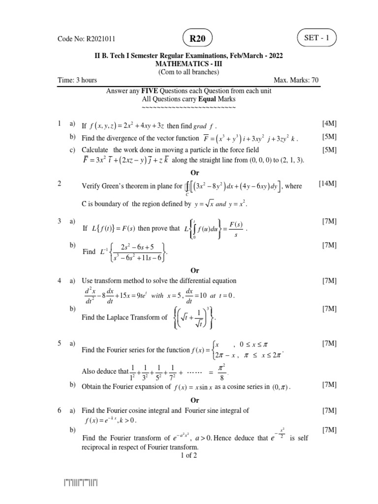 Mathematics - Iii - Feb - 2022 - 3 - Mech | PDF | Partial Differential Equation | Differential ...