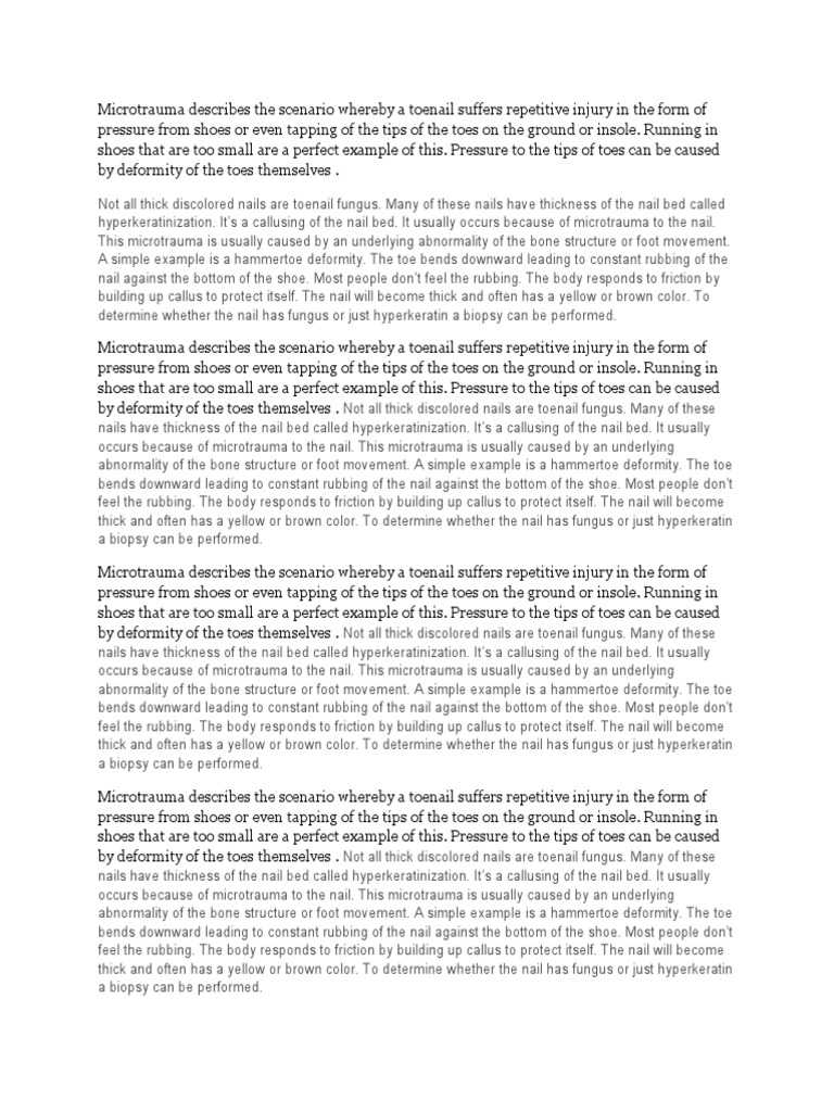 Microtrauma | Download Free PDF | Nail (Anatomy) | Toe
