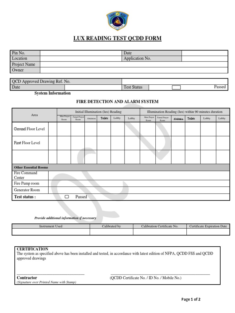 Lux Reading Test QCDD Form | PDF