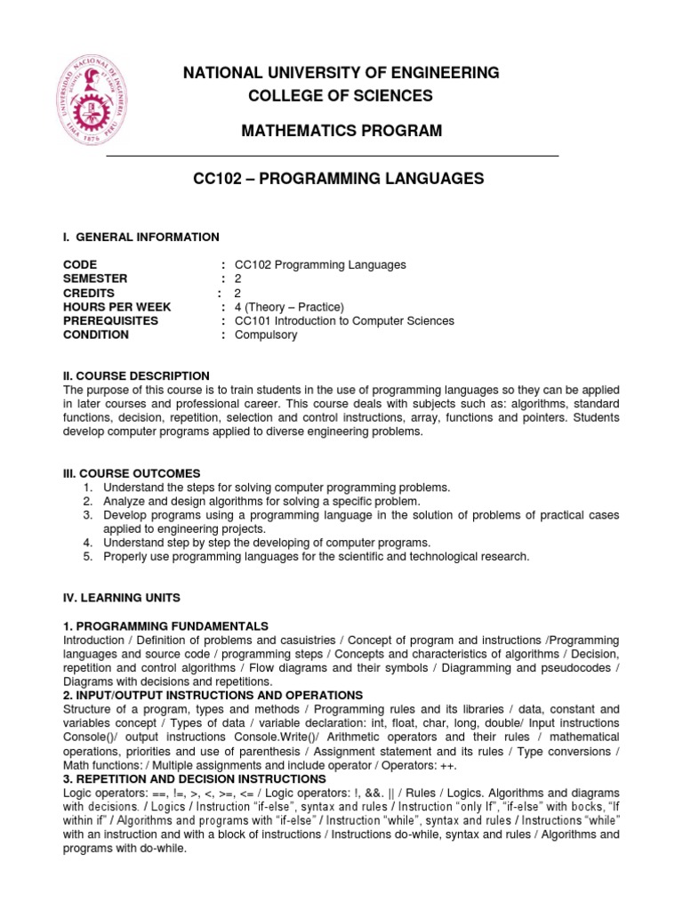 N202 CC102 Programming Languages | PDF