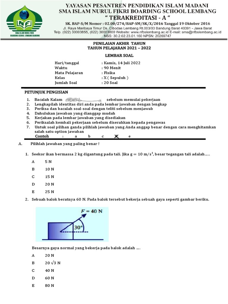 SOAL PAT Fisika Kls 10 PIM | PDF