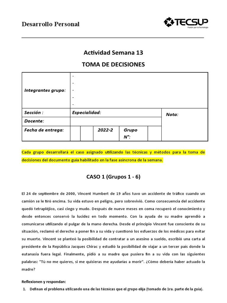 Actividad Sem 13 - Análisis de Casos | PDF | Maestros | Desarrollo personal
