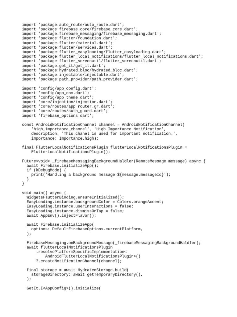 Flutter app initialization code | PDF | Mobile Phones | Information Appliances