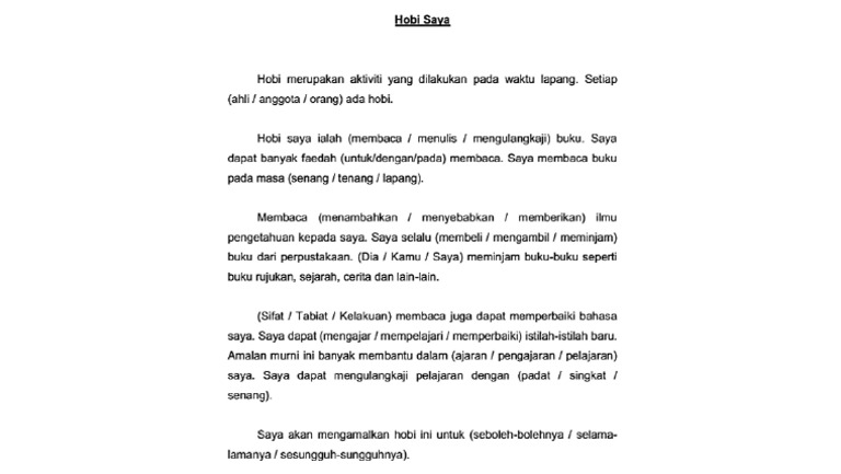 Karangan Hobi Saya | PDF