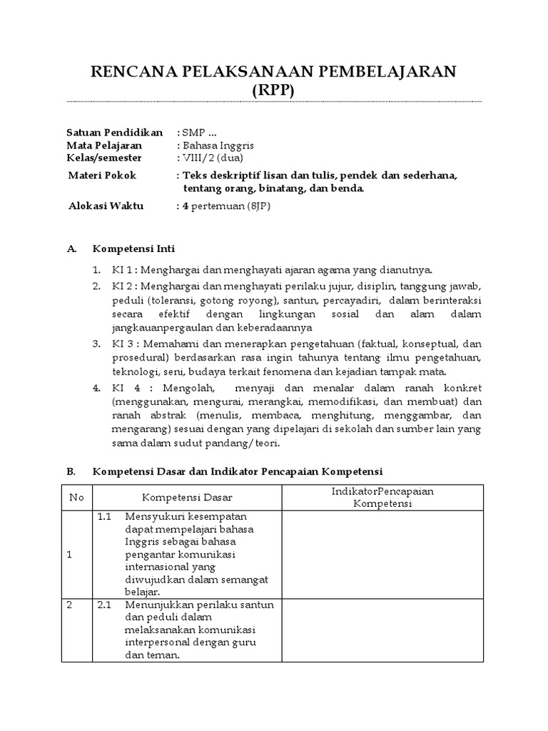 Unit 13 Rpp What Does She Look Like Pdf 8491