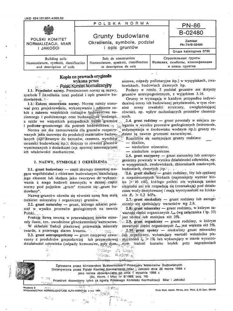 PN-86B-02480 Grunty Budowlane | PDF