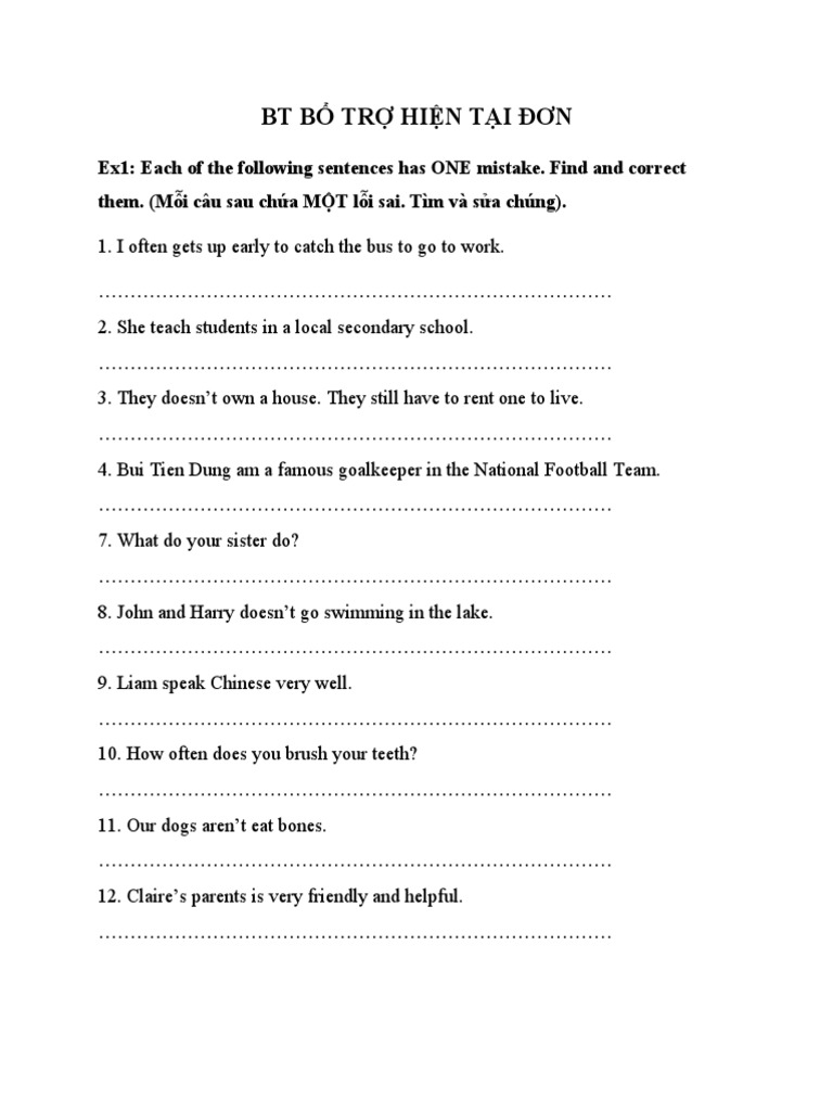 PRESENT SIMPLE TENSE EXERCISES WITH CORRECTIONS | PDF