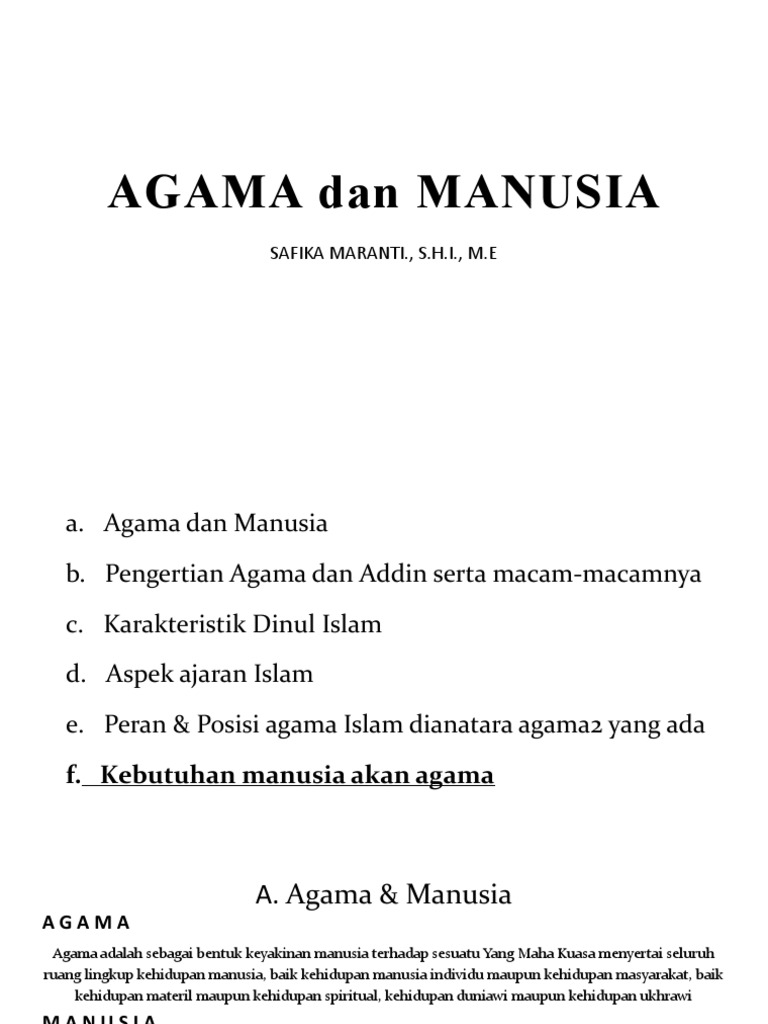 AGAMA Dan MANUSIA | PDF