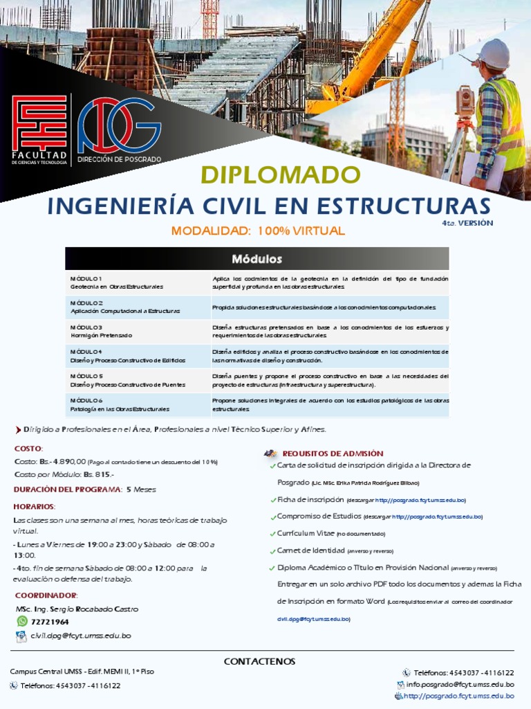 Diplomado en Ingeniería Civil en Estructuras: Diseño, Construcción y Patología de Obras ...
