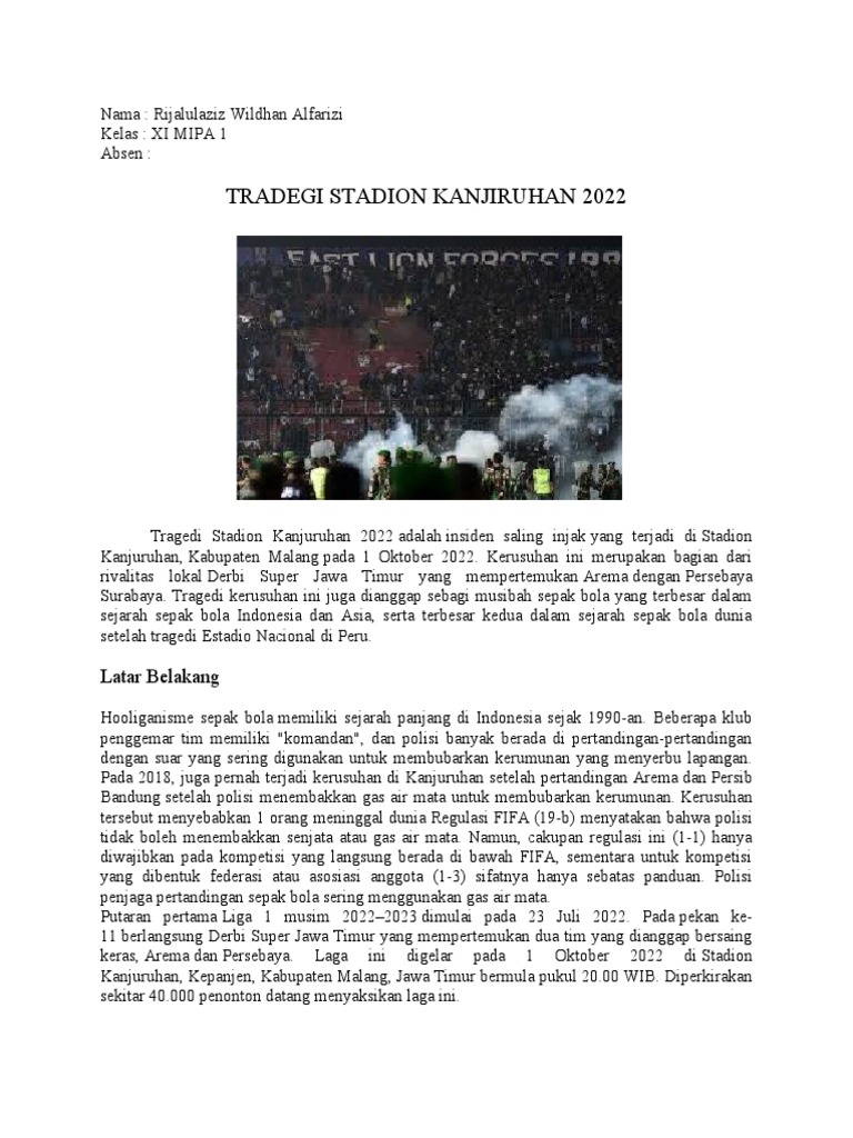 Tragedi Kanjuruhan 2022: Analisis dan Opini | PDF | Ilmu Sosial