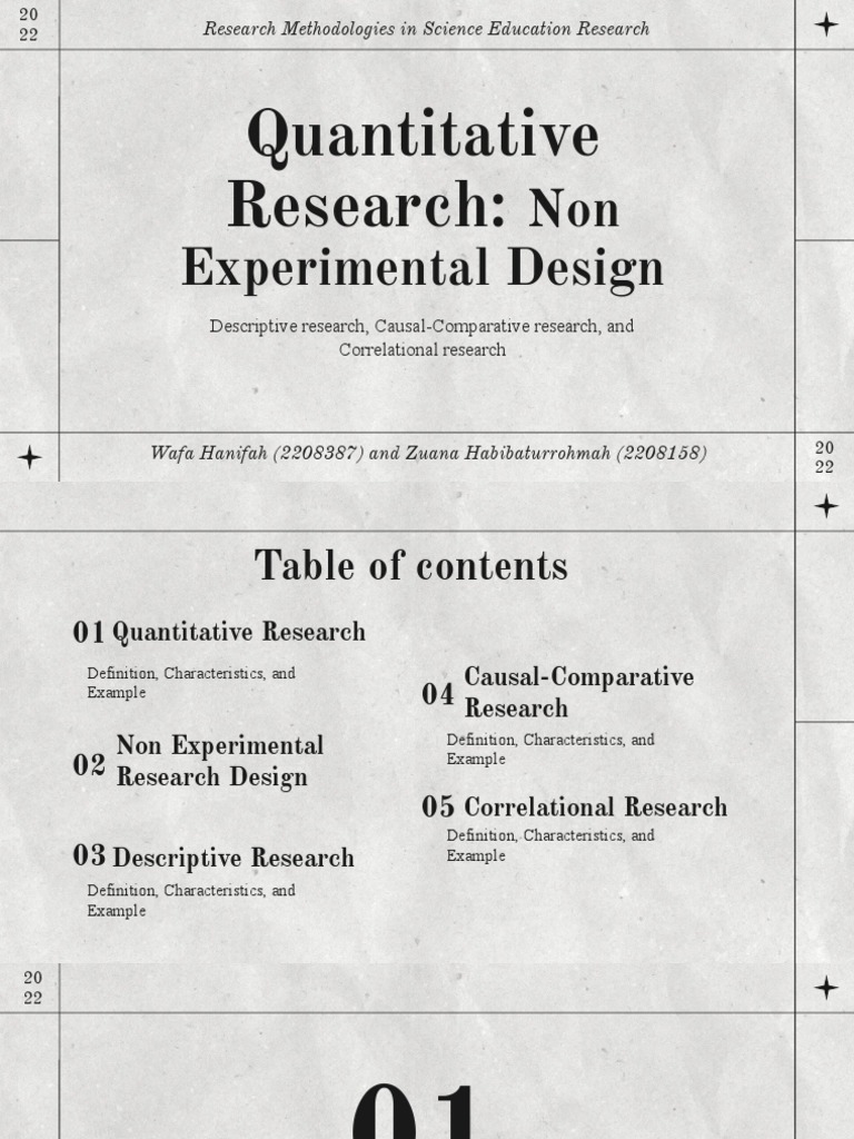 Task 1 - Quantitative Research Non Experimental Research | PDF ...