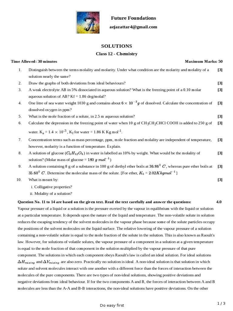 Question 647132 | PDF | Osmosis | Physical Chemistry