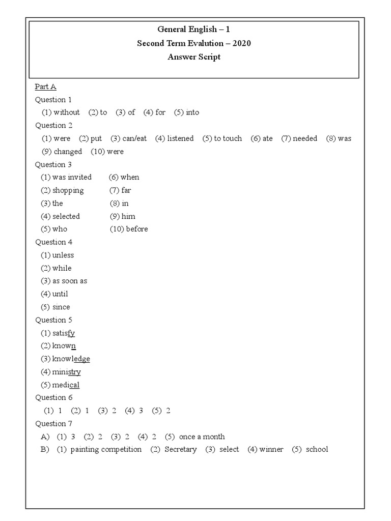 English Answer 1 7 | PDF