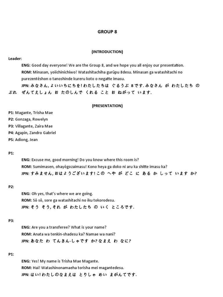 GROUP 8 (Foreign Language Script) | PDF