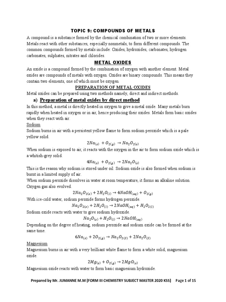 Compounds of Metals | PDF | Oxide | Hydroxide
