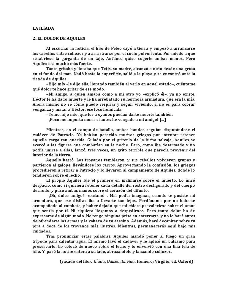 Texto 2. El Dolor de Aquiles | PDF | Aquiles | Héctor