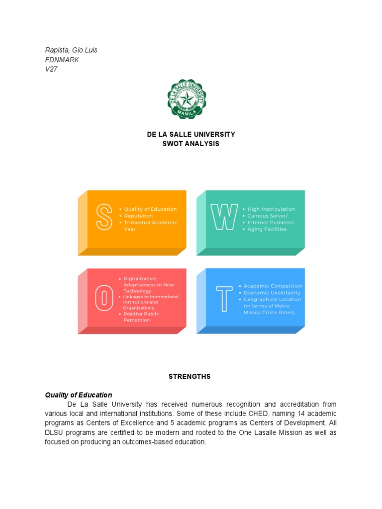 Dlsu Swot | PDF | University