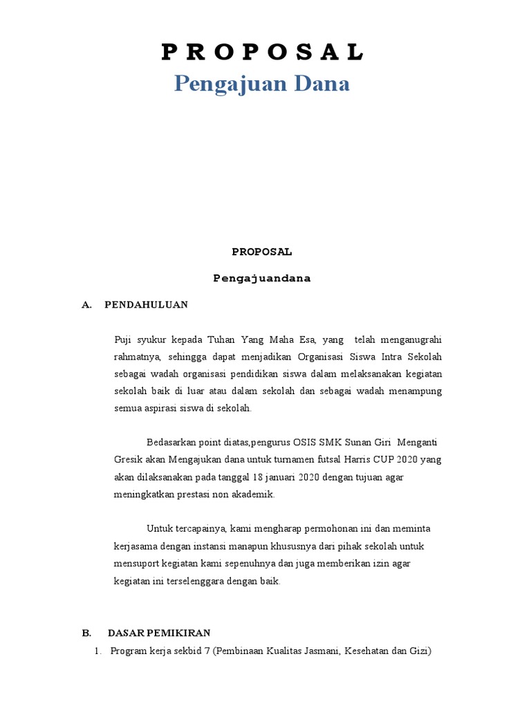 Contoh Proposal Pengajuan Dana | PDF