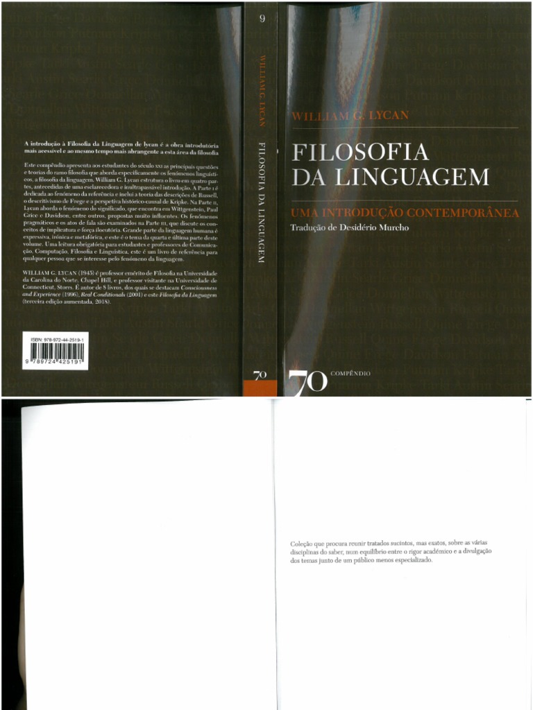 William Lycan - Filosofia Da Linguagem - Uma Introdução Contemporânea ...