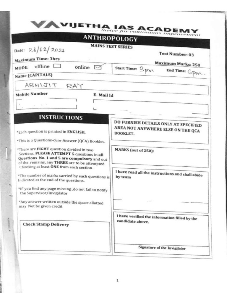 Anthro Paper 1 FLT 2 | PDF