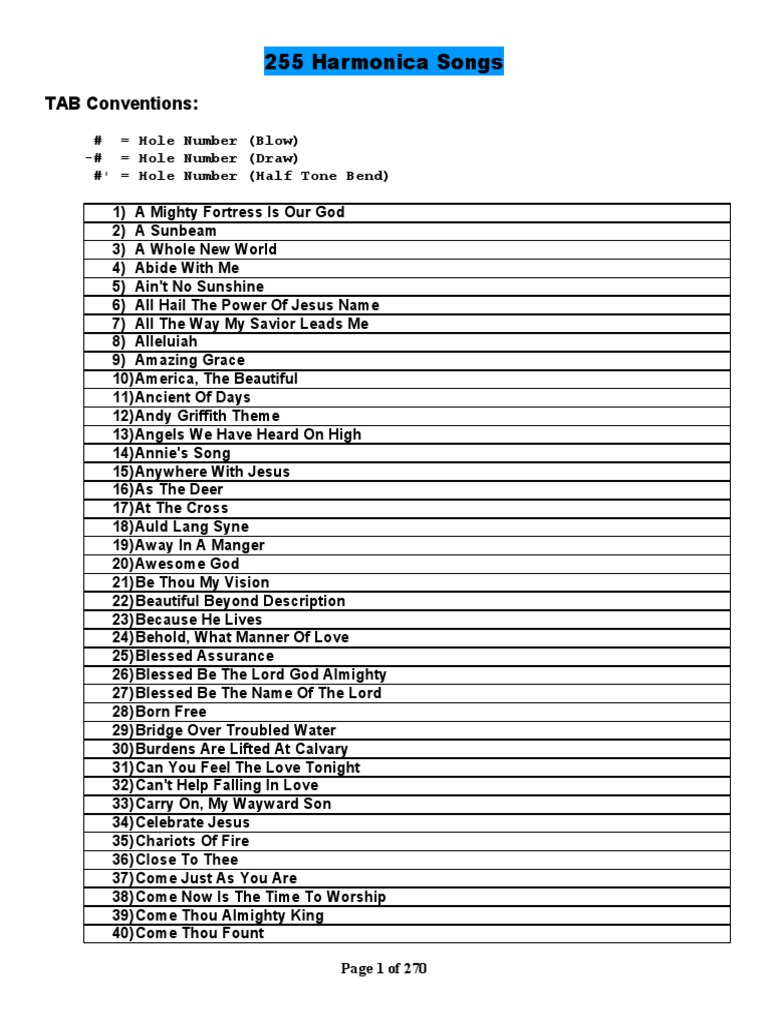 255 Harmonica Songs Tabbed | PDF | Blessing | Jesus