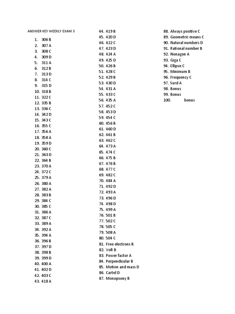 Answer Key Weekly Exam 2 | PDF | Physics | Applied And ...