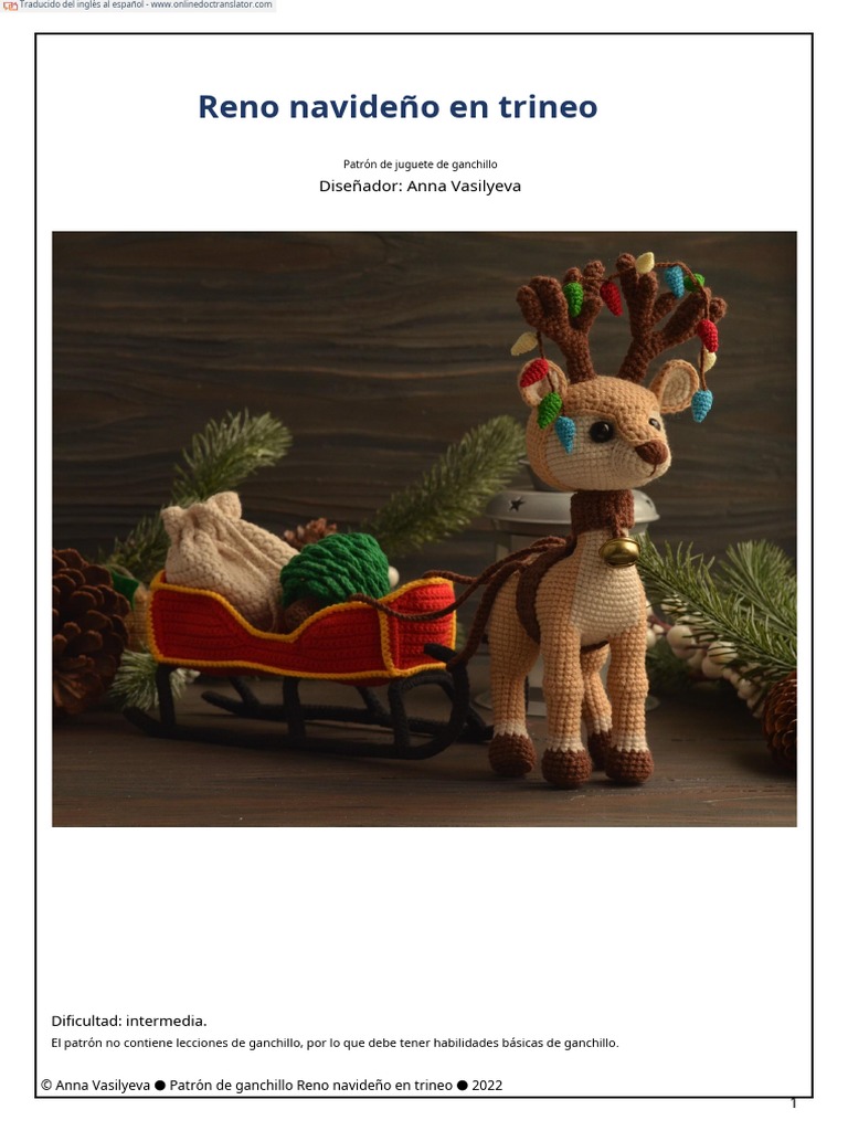 Reno Navideño en Trineo Por Anna Vasilyeva Esp | PDF | Tejer | Textiles