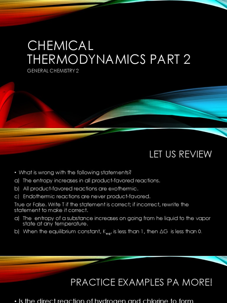 Chemical Thermodynamics Part 2 | PDF | Chemical Reactions | Continuum ...