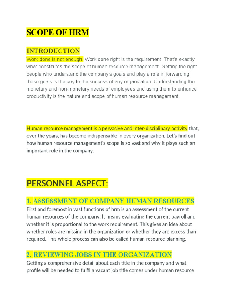 Scope of HRM | Download Free PDF | Human Resource Management | Employment