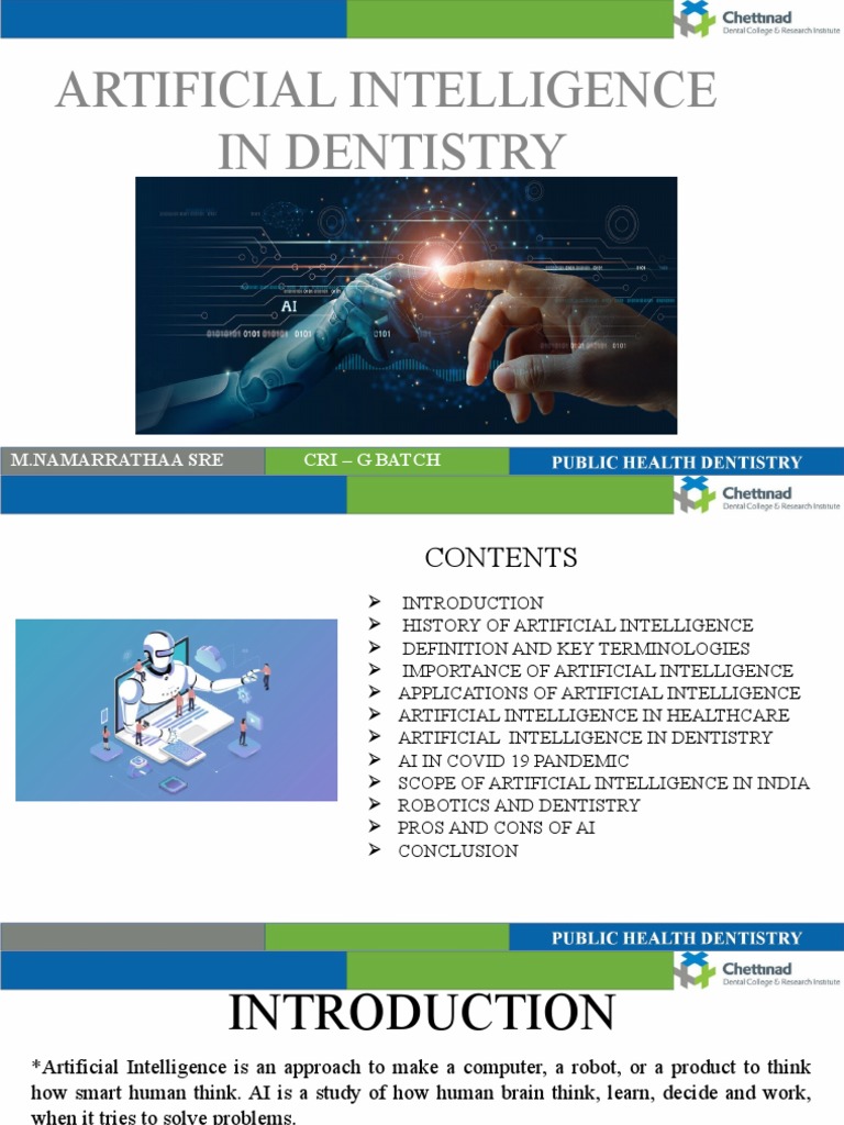 ARTIFICIAL INTELLIGENCE IN DENTISTRY | PDF | Intelligence (AI ...