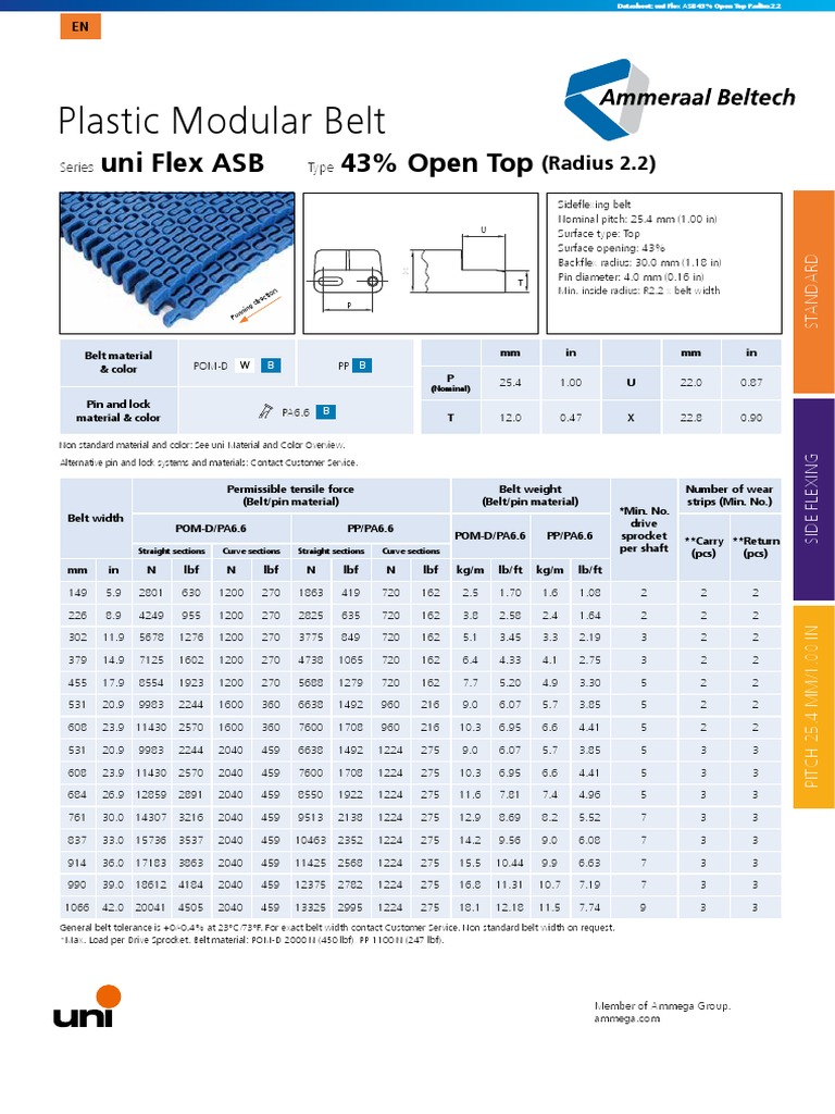 Datasheet Uni Flex ASB Top en | PDF | Belt (Mechanical) | Manufactured ...