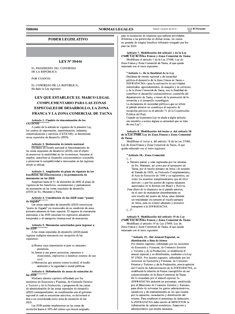 LEY N 30446 Norma Legal Diario Oficial El Peruano | PDF