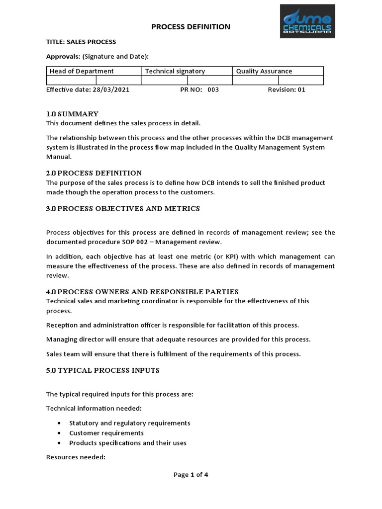 Sales Process | PDF | Sales | Quality Assurance