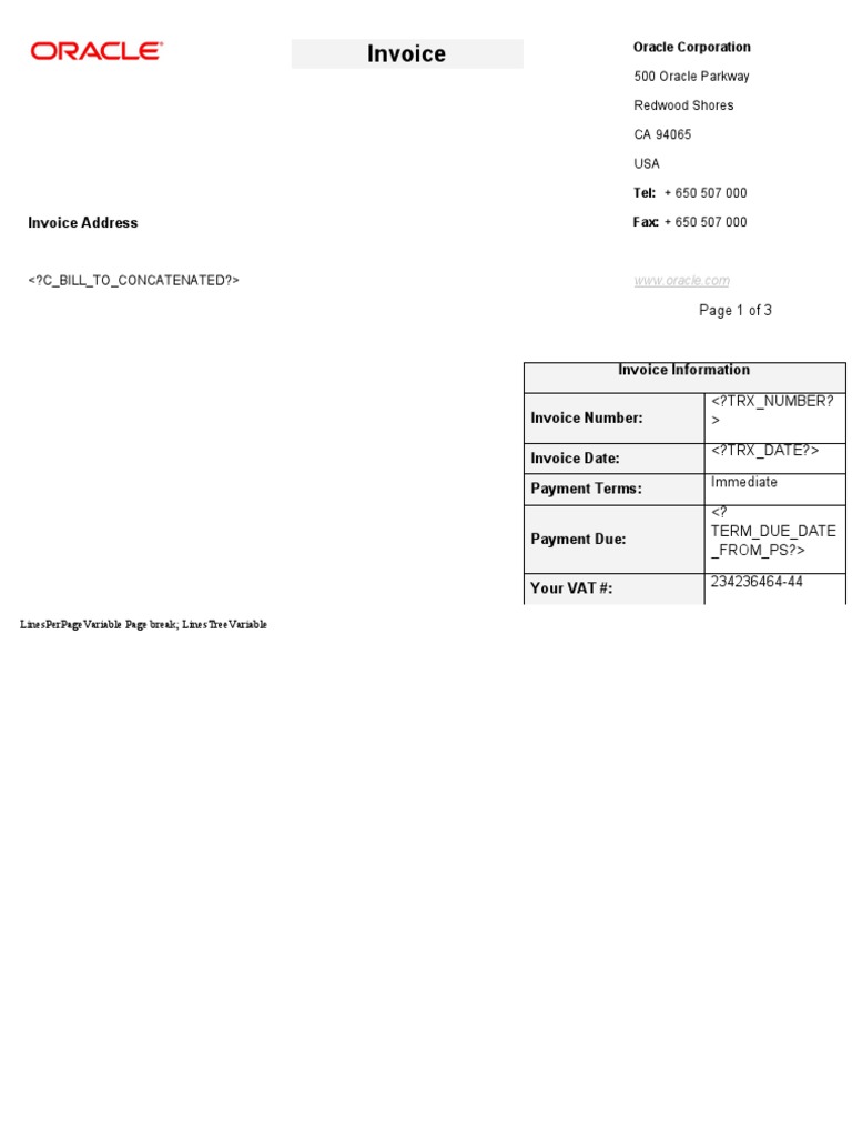 Oracle Invoice Details | PDF