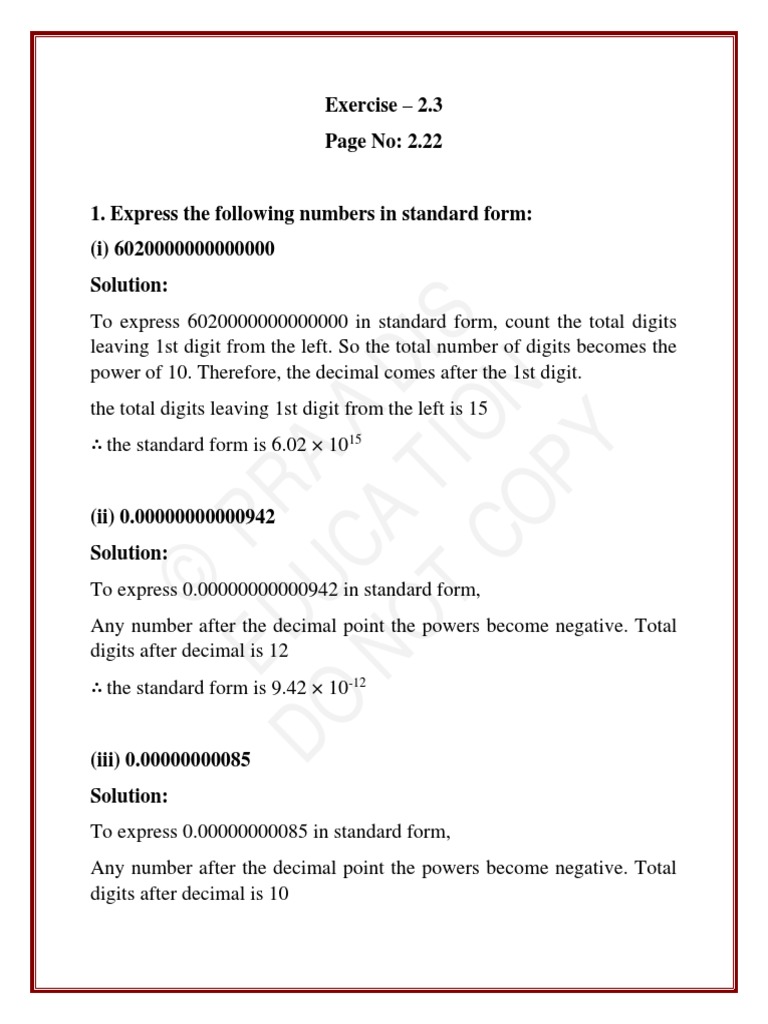 Exercise 2.3 | PDF | Numbers | Notation