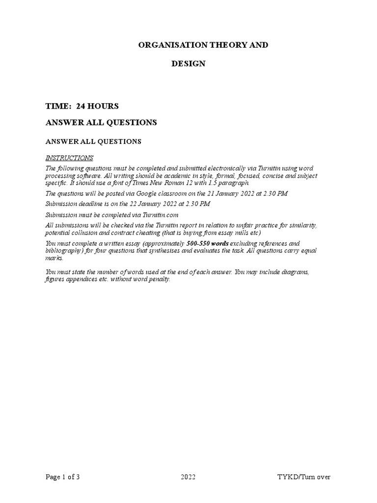 BHR5013 OTD Final Exam | PDF | Decision Making | Essays