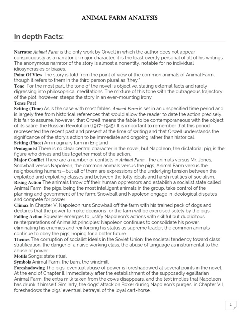 Animal Farm Analysis | PDF | Narration