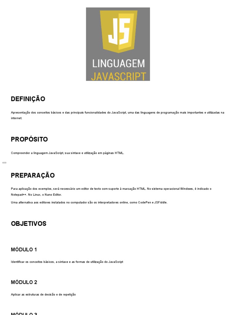 Linguagem JavaScript | PDF | Script Java | Modelo de Documento por Objetos (DOM)