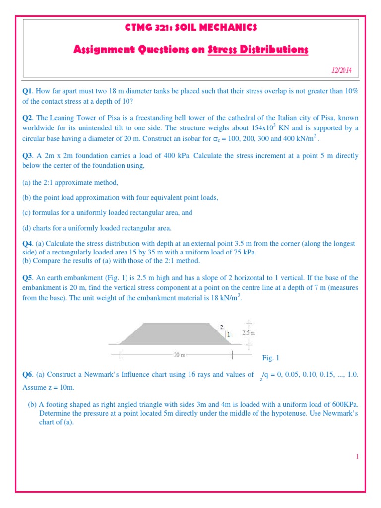 Soil Mech - Assignment #4 | PDF | Stress (Mechanics) | Soil Mechanics