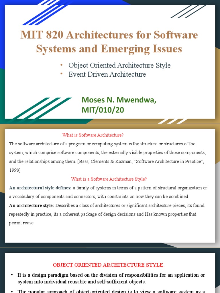 MIT 820 Architectures For Software Systems and Emerging | PDF | Object (Computer Science ...
