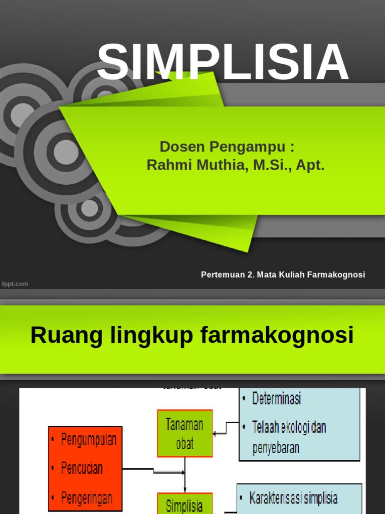 Simplisia: Dosen Pengampu: Rahmi Muthia, M.Si., Apt | PDF | Griya ...