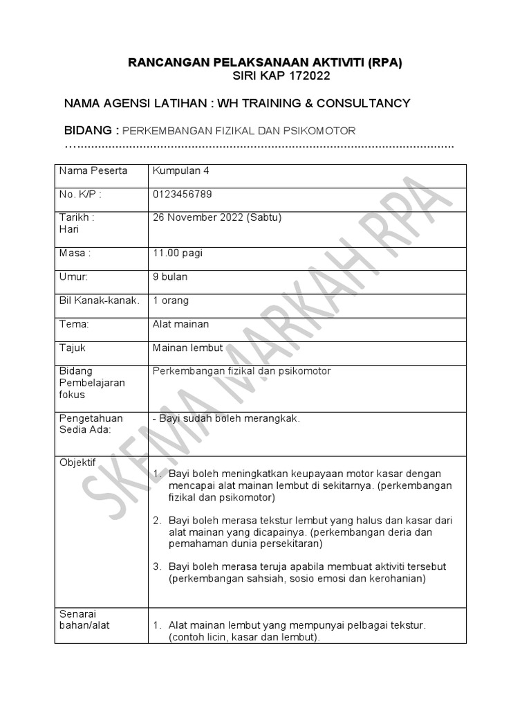G4 Rpa Perkembangan Fizikal Dan Psikomotor | PDF