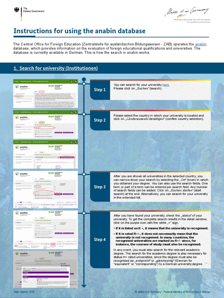 Grafik Anleitung Anabin en | PDF | Academic Degree