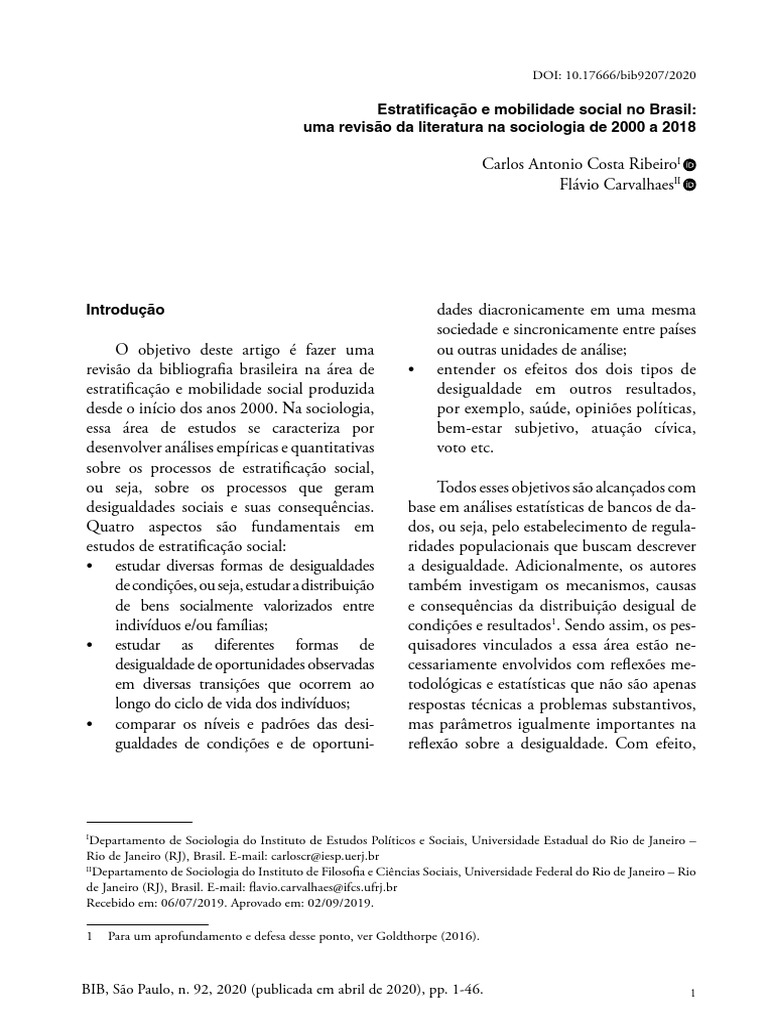 Carlos Antonio Ribeiro - Estratificação e Mobilidade Social No Brasil ... Carlos Antonio Ribeiro - Estratificação e Mobilidade Social No Brasil ...