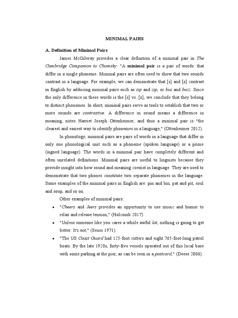 Minimal Pairs | PDF | Phoneme | Phonology