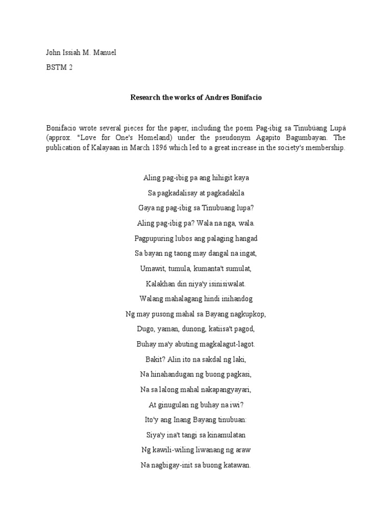 Works of Andres Bonifacio | PDF