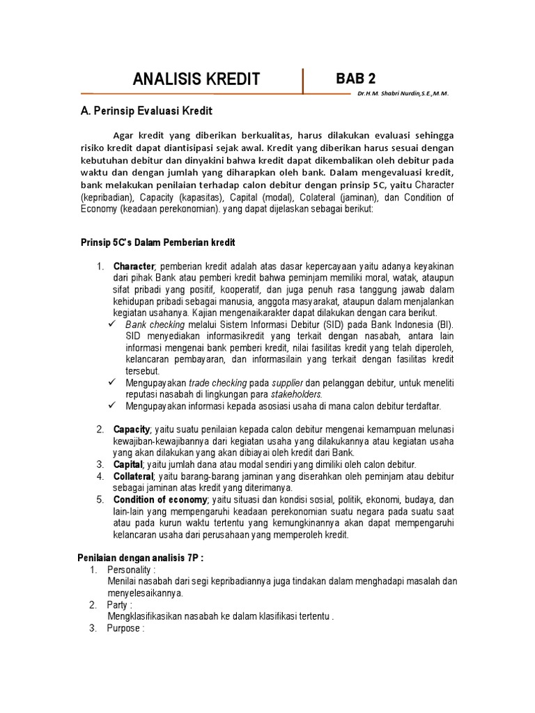 Modul MK Bab 2 - Analisis Kredit | PDF
