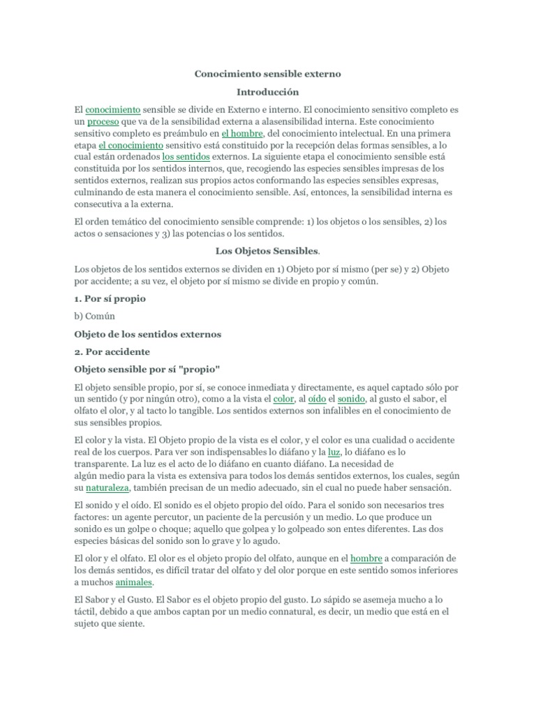 Conocimiento Sensible Externo | PDF | Memoria | Cerebro