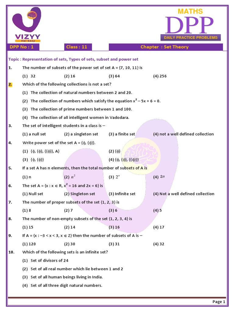 DPP-3 Visioninj | Download Free PDF | Numbers | Set (Mathematics)